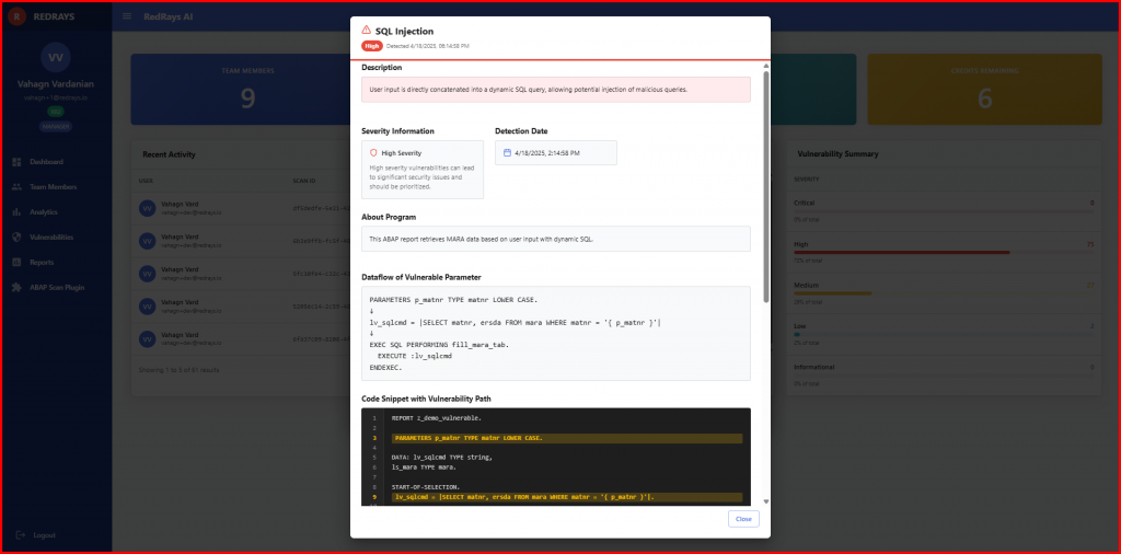 Redrays Ai For Abap Code Security Abap Code Scanner 6833